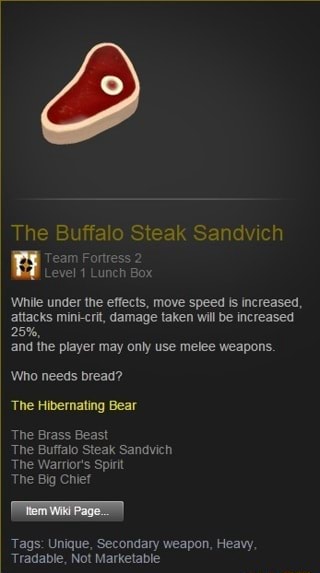 The Buffalo Steak Sandvich Team Fortress 2 Level Lunch Box 'While under ...