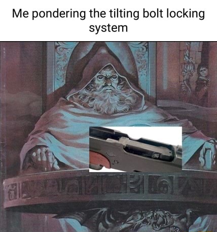 Me pondering the tilting bolt locking system - iFunny