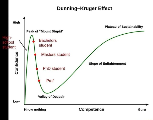 High Confidence Low Dunning-Kruger Effect Plateau of Sustainability ...