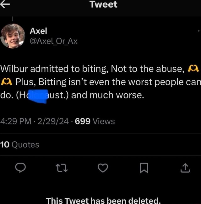 Tweet Wilbur admitted to biting, Not to the abuse, Plus, Bitting isn't ...