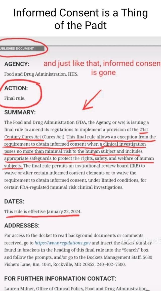 Informed Consent is a Thing of the Padt AGENCY: and just like that ...