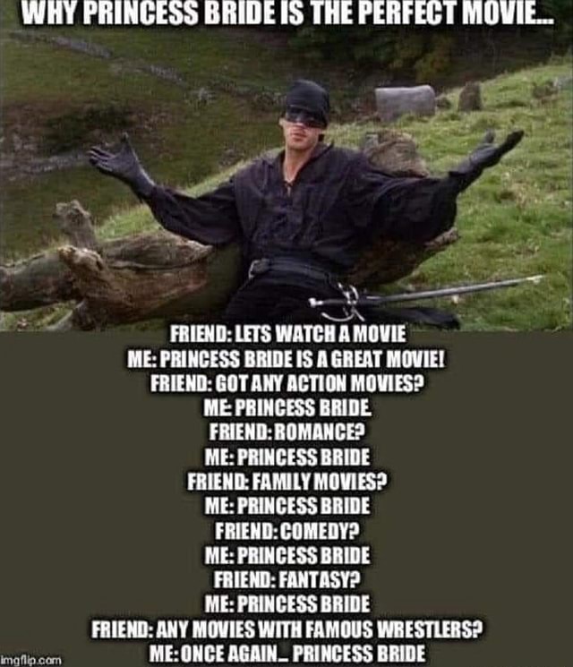 WHY PRINCESS BRIDE THE PERFECT MOVIE... FRIEND: LETS WATCH A MOVIE ME ...