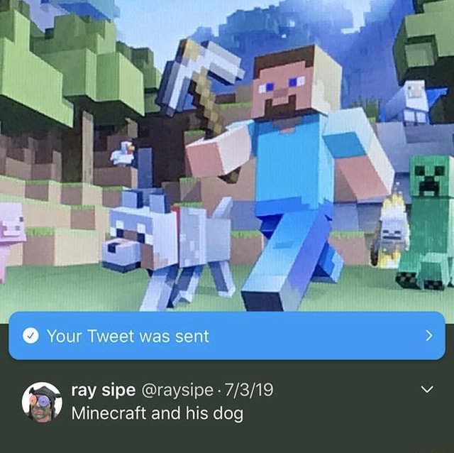 Your Tweet was sent ray sipe @raysipe - Minecraft and his dog - iFunny