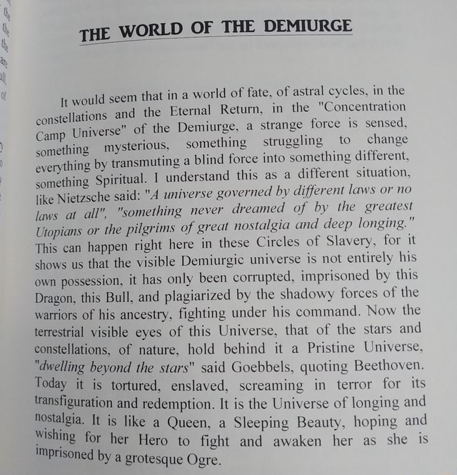 THE THE WORLD OF THE DEMIURGE THE WORLD OF THE DEMIU It would seem that ...