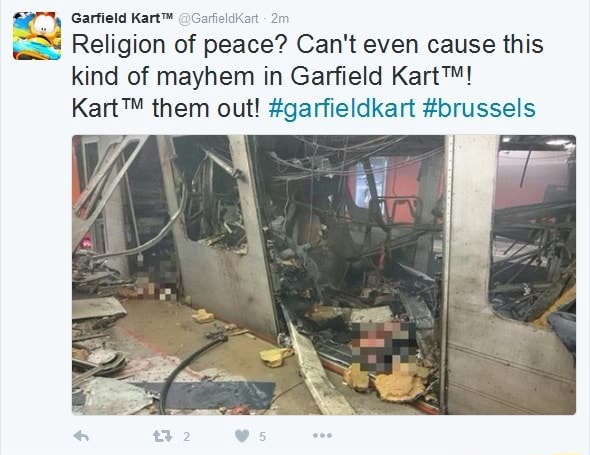 Garfield \GarfieldKart Religion of peace? Can't even cause this kind of ...