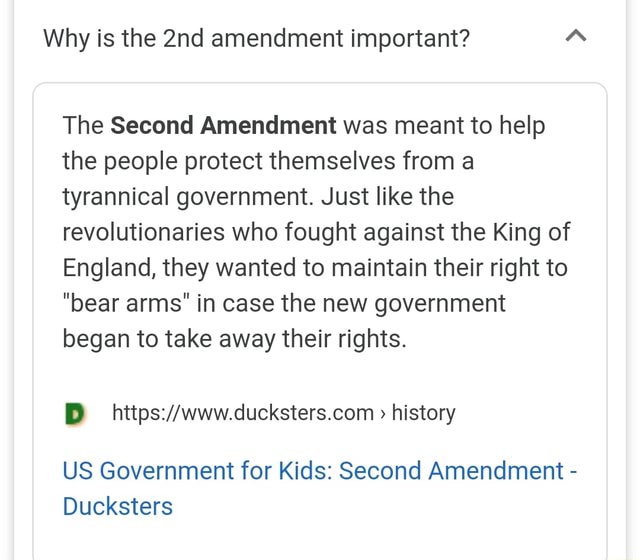 Why is the 2nd amendment important? A The Second Amendment was meant to ...