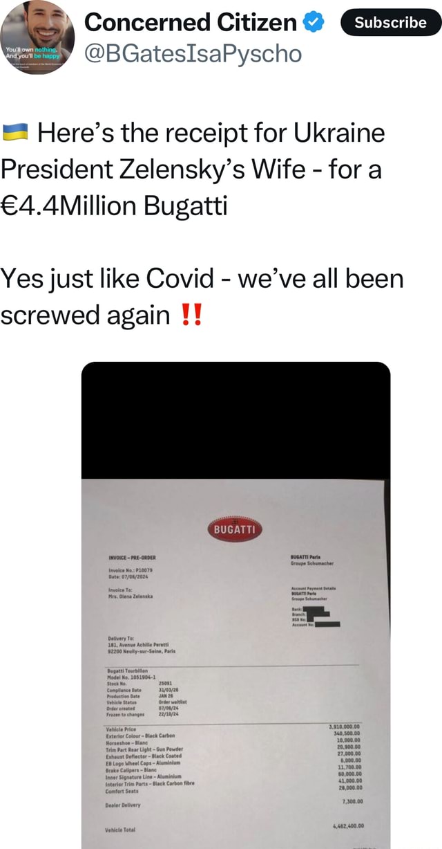 Concerned Citizen Here's the receipt for Ukraine President Zelensky's ...