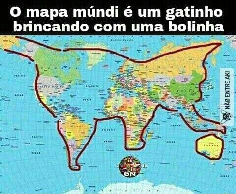 O mapa múndi é um gatinho brincando com uma bolinha - )