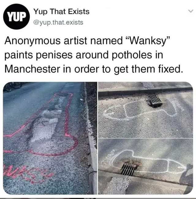 Anonymous artist named "Wanksy" paints penises around potholes in ...