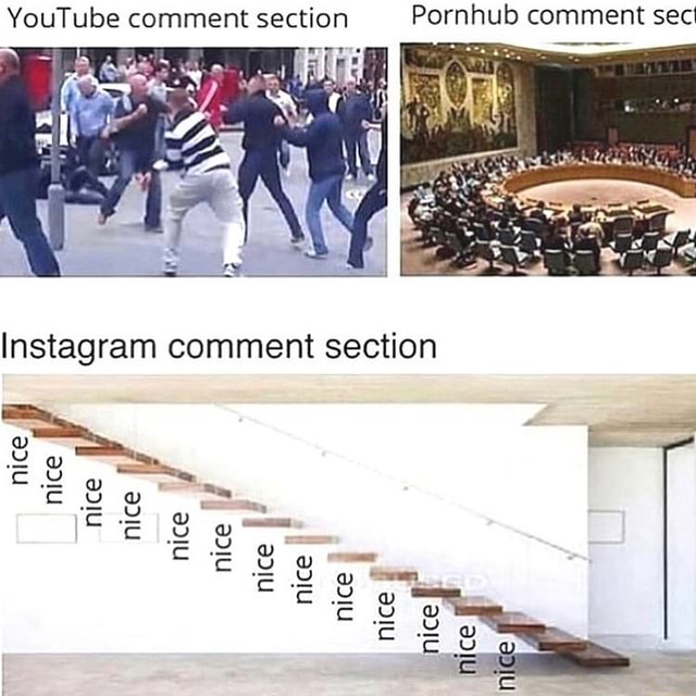 YouTube comment section Pornhub comment sec Instagram comment section ...