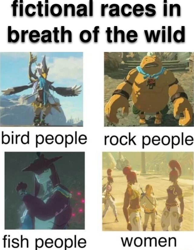 Tictional races in breath of the wild bird people rock people ri wo ...