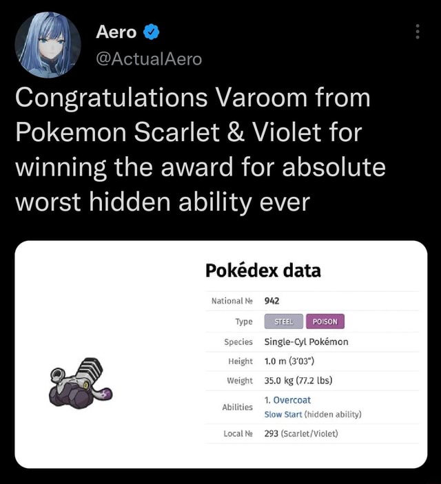 Aero @ActualAero Congratulations Varoom from Pokemon Scarlet & Violet ...