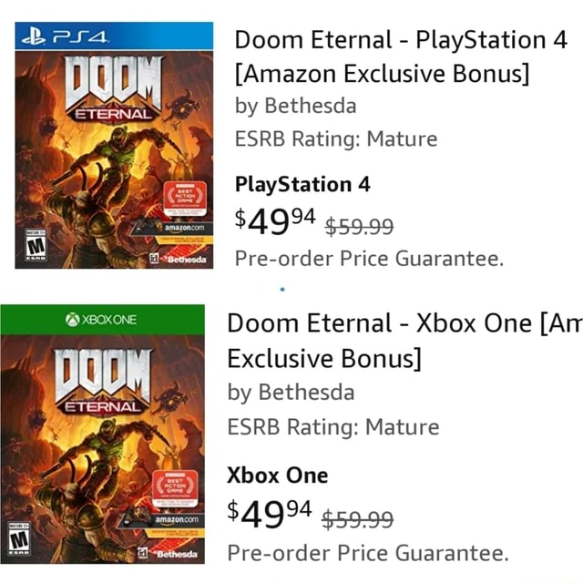 PODA (® XBOXONE poy Oc ETERNAL as Doom Eternal PlayStation 4 [Amazon ...