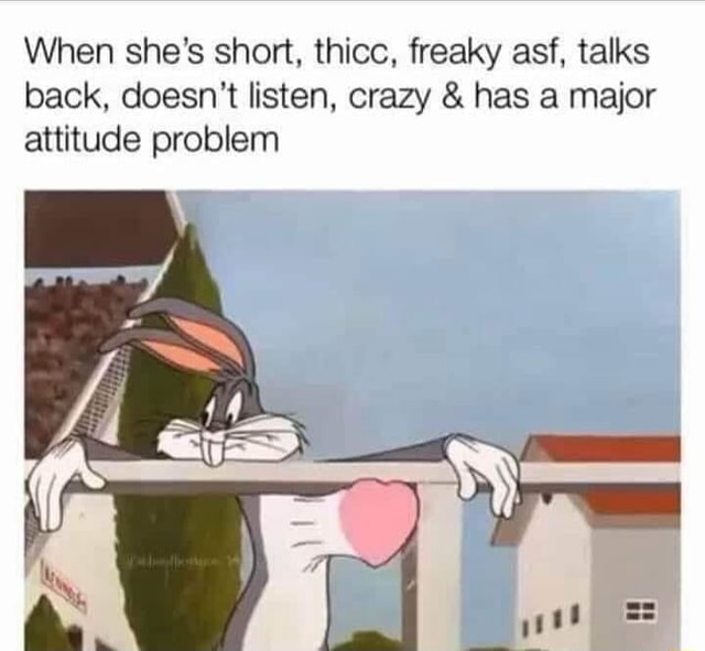 When she's short, thicc, freaky asf, talks back, doesn't listen, crazy ...