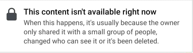 This content isn't available right now When this happens, it's usually ...