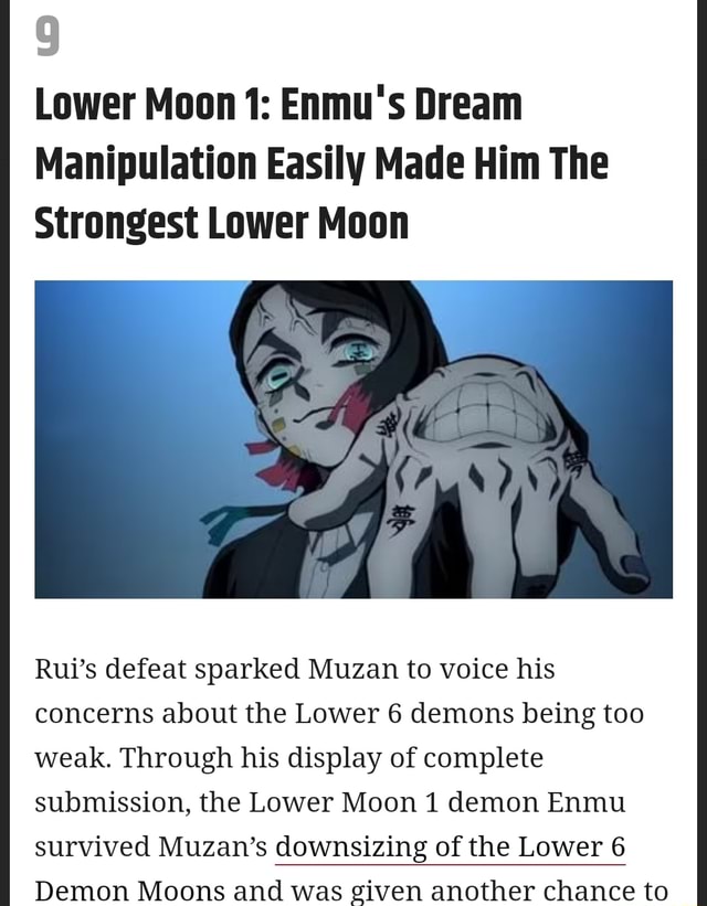 Lower Moon 1: Enmu's Dream Manipulation Easily Made Him The Strongest ...