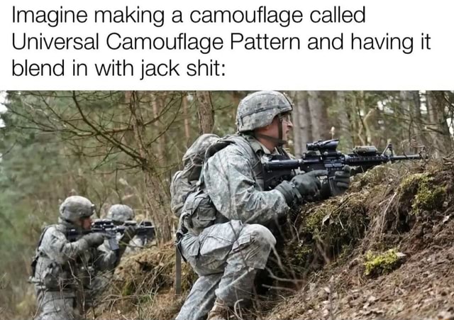 Imagine making a camouflage called Universal Camouflage Pattern and ...