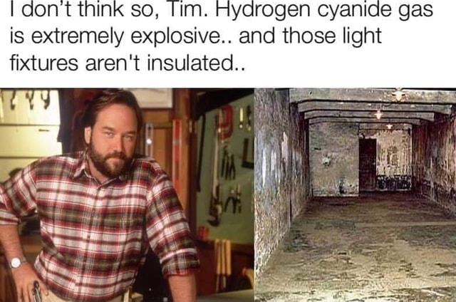 . hydrogen cyanide gas is extremely explosive.. and those light ...