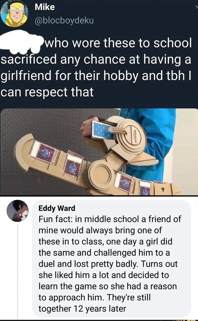 Mike @blocboydeku who wore these to school sacrificed any chance at having a girlfriend for ...