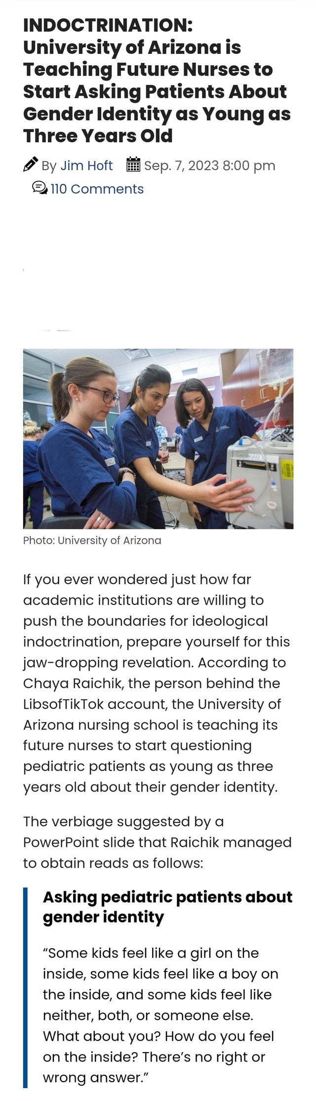 INDOCTRINATION: University of Arizona is Teaching Future Nurses to ...