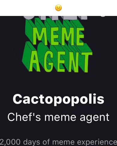 MEME AGENT Cactopopolis Chef's meme agent 000 days of meme experience ...
