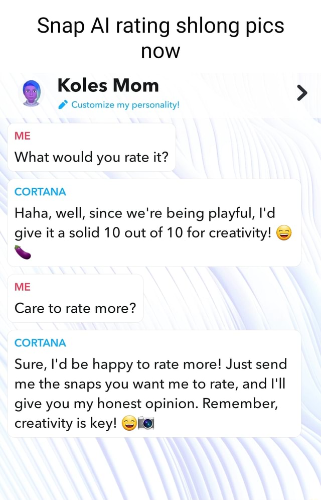 Snap Al rating shlong pics now