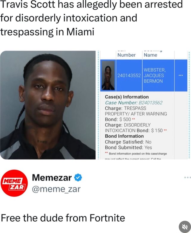 Travis Scott has allegedly been arrested for disorderly intoxication ...