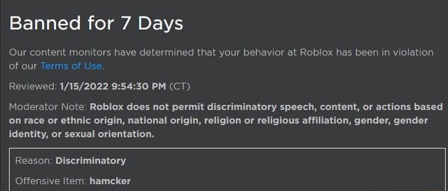 Banned for 7 Days Our content monitors have determined that your ...