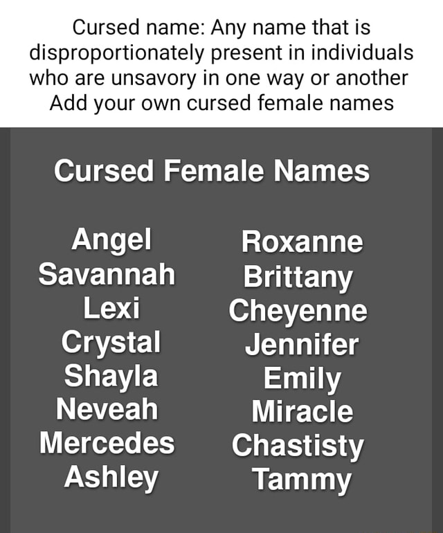 Cursed name: Any name that is disproportionately present in individuals ...
