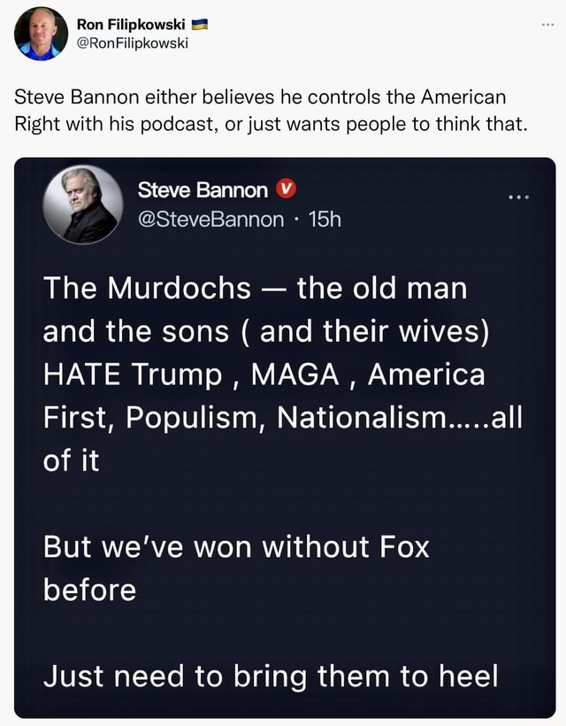 Ron Filipkowski @RonFilipkowski Steve Bannon either believes he ...