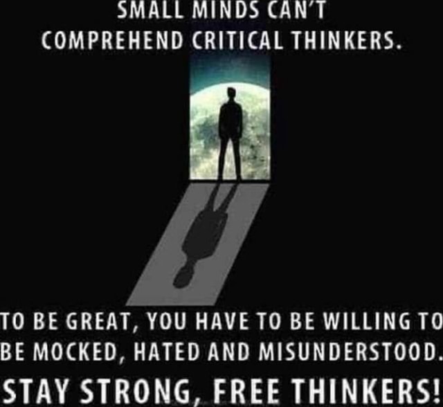 SMALL MINDS CAN'T COMPREHEND CRITICAL THINKERS. TO BE GREAT, YOU HAVE ...