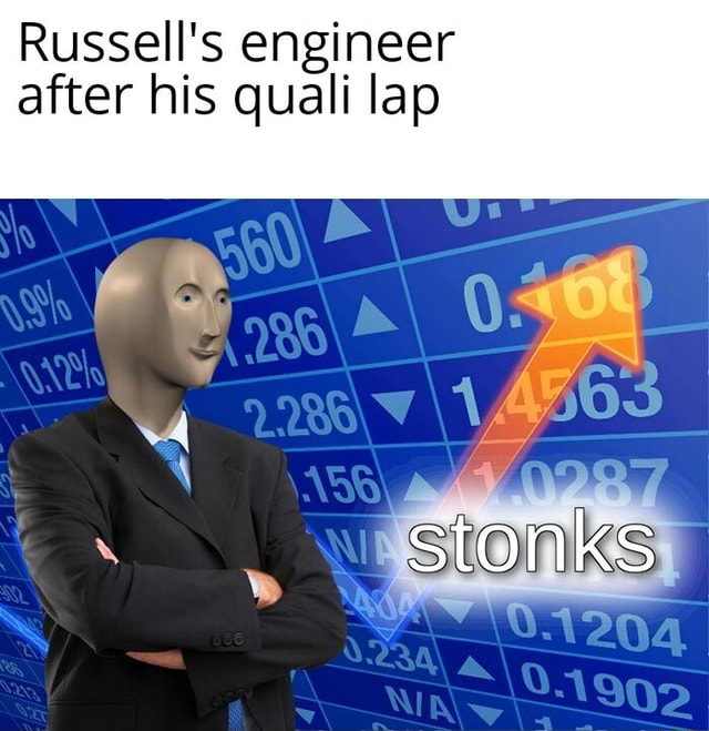 Russell's engineer after his quali lap stonks - iFunny
