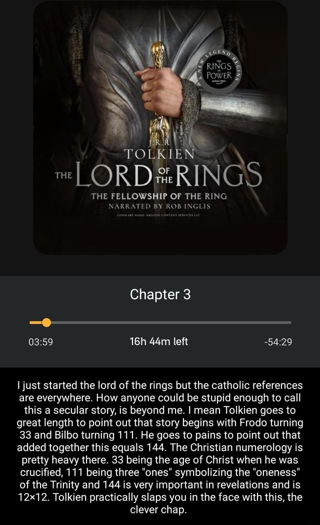 TOLKIEN THE FELLOWSHIP OF THE RING NARRATED BY ROB INGLIS Chapter 3 ...