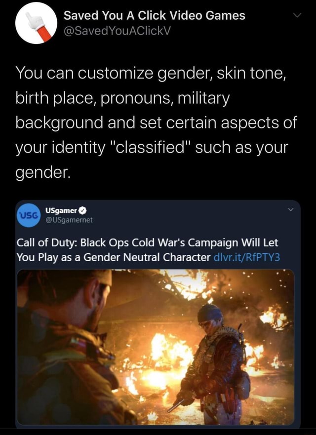 You can customize gender, skin tone, birth place, pronouns, military ...