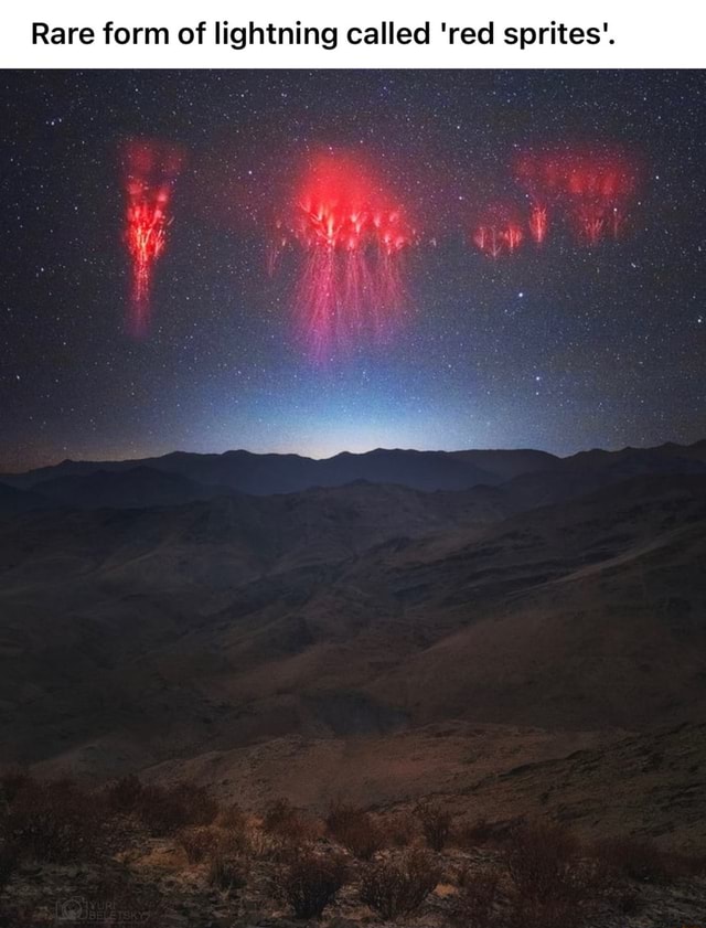 Rare form of lightning called 'red sprites'. - iFunny
