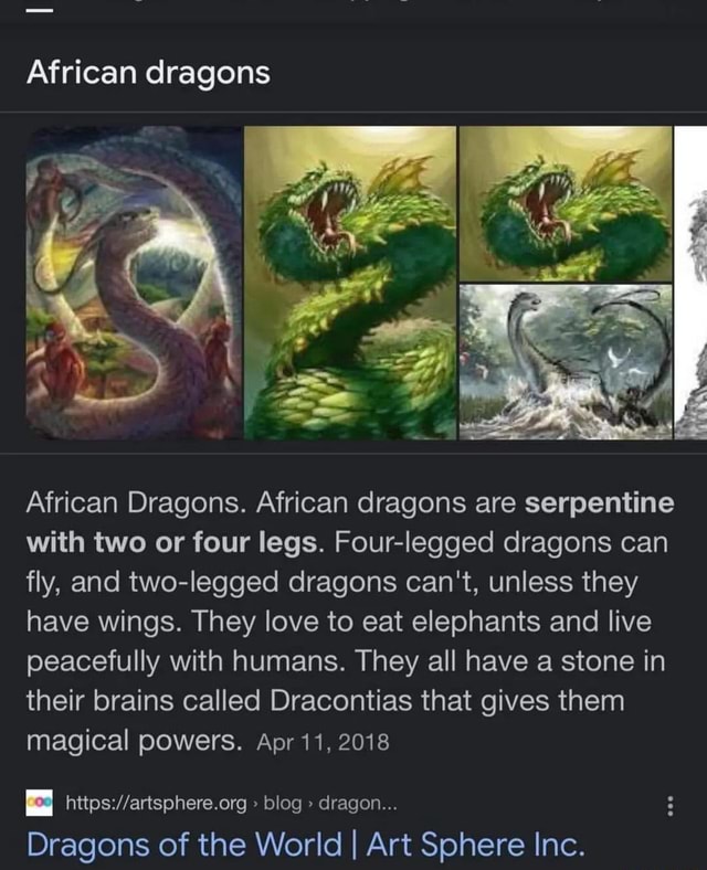 African dragons African Dragons. African dragons are serpentine with ...