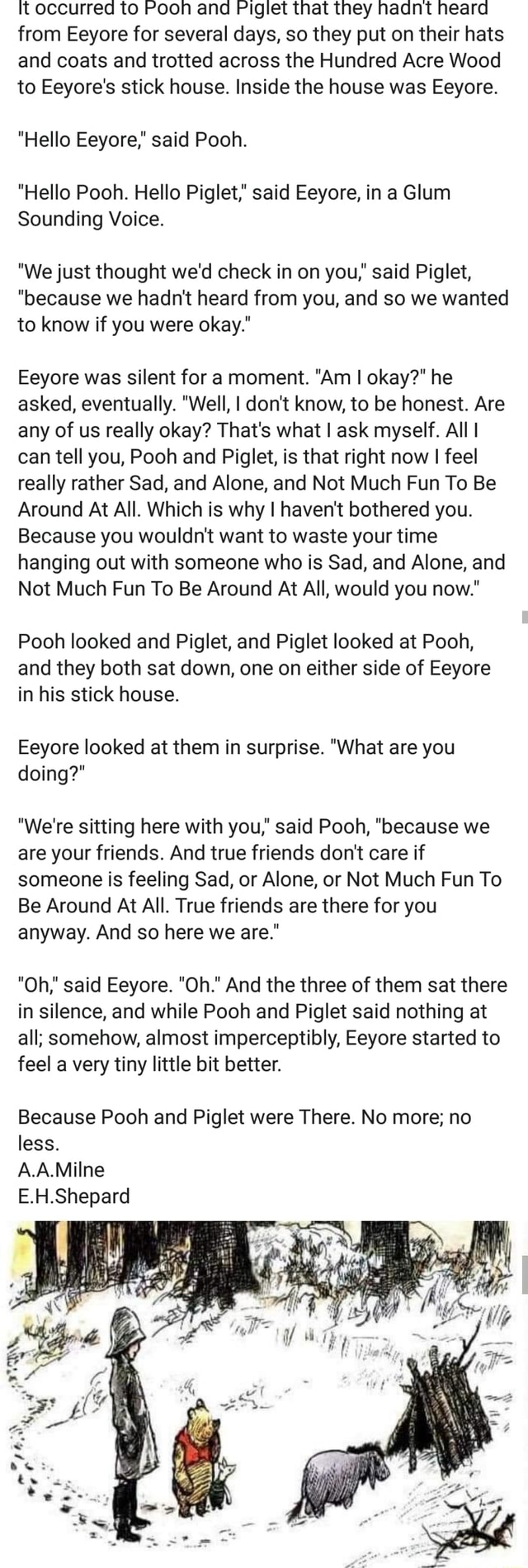 It occurred to Pooh and Piglet that they hadn't heard from Eeyore for ...
