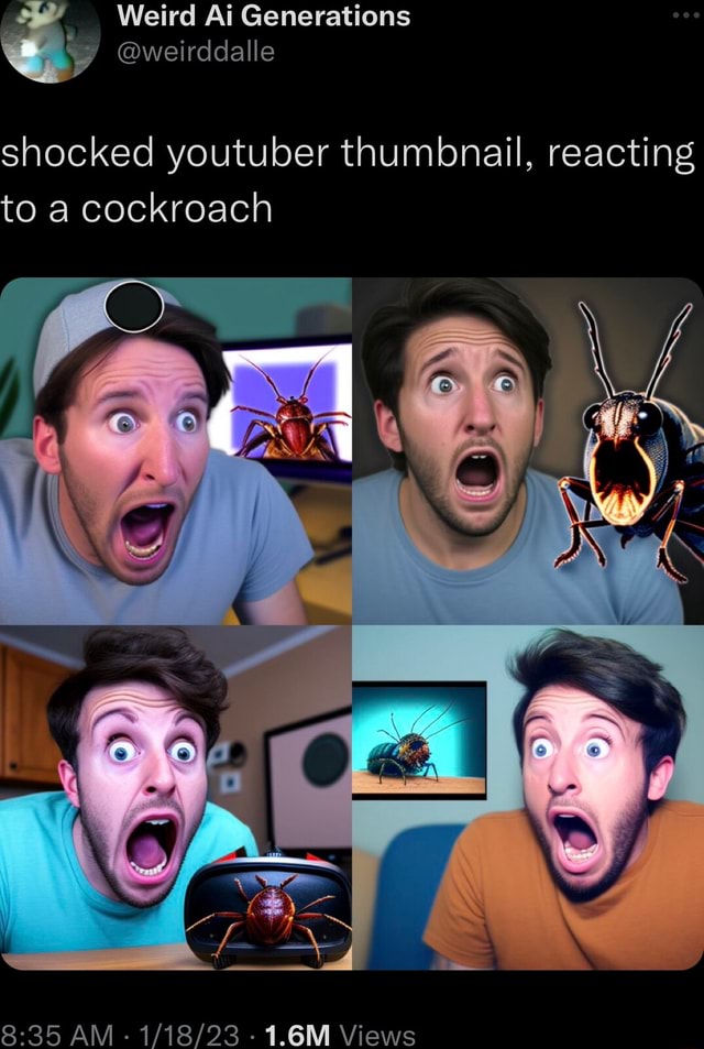 Weird Ai Generations @weirddalle shocked youtuber thumbnail, reacting ...