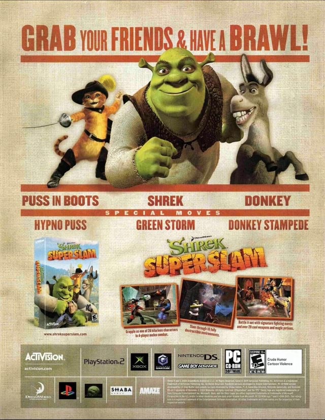 Shrek SuperSlam (GameCube,PS2,Xbox) - GRAB youn FRIENDS vE A BRAWL ...