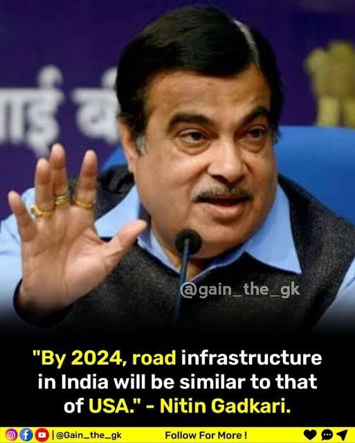 Again the gk "By 2024, road infrastructure in India will be similar to ...