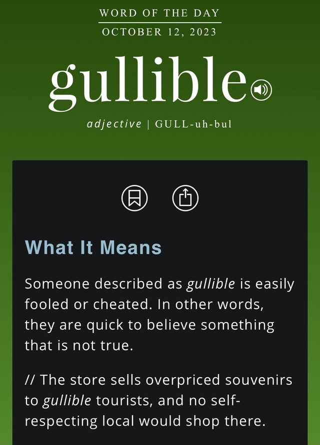 WORD OF THE DAY OCTOBER 12, 2023 sulliblee adjective I GULL-uh-bul What ...