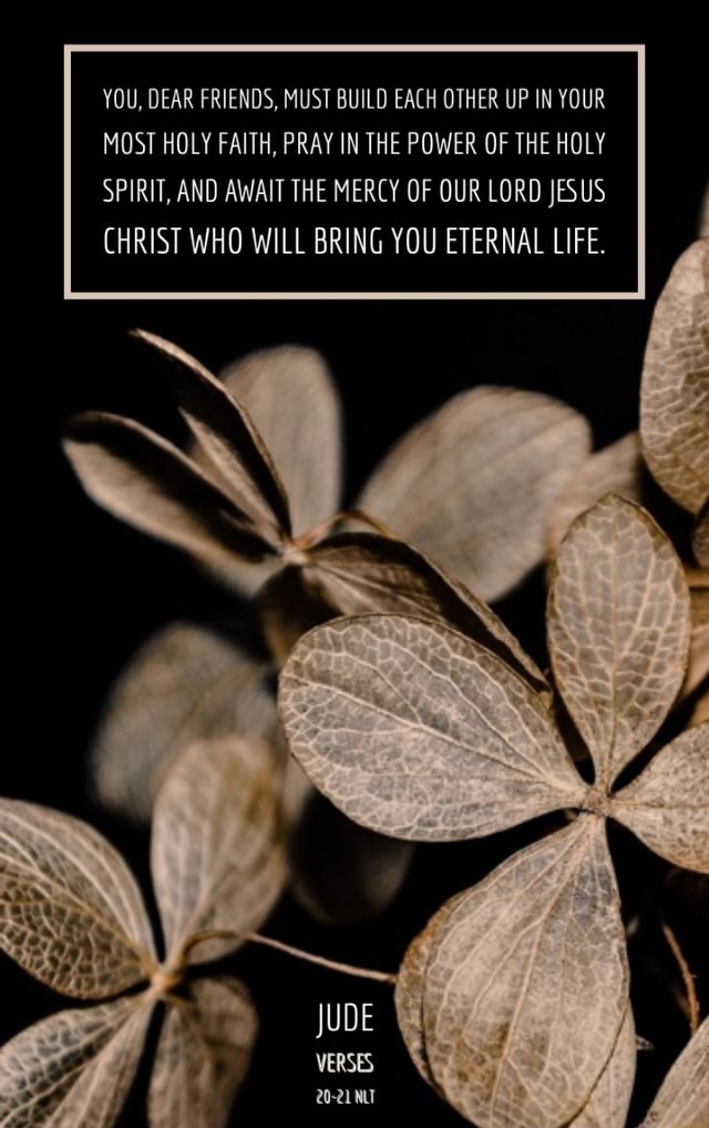 YOU, DEAR FRIENDS, MUST BUILD EACH OTHER UP IN YOUR MOST HOLY FAITH ...