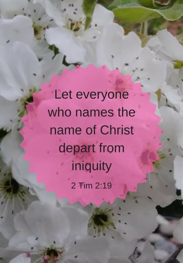 Let everyone who names the name of Christ depart from iniquity Tim - iFunny
