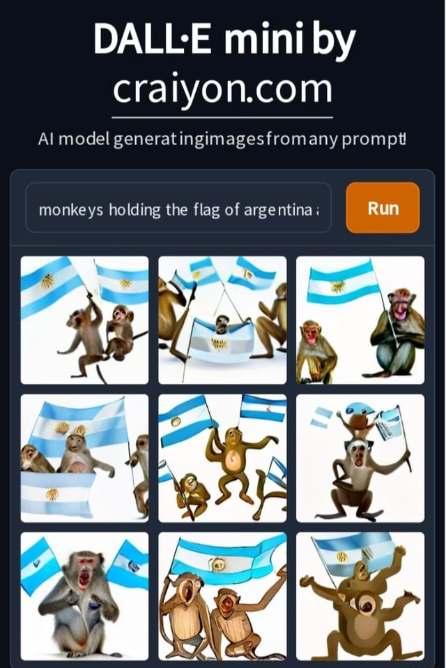 DALLE mini by Al model generat ingimagesfromany prompt monkeys holding ...