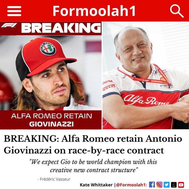 Formoolah1 BREAKING ALFA ROMEO RETAIN GIOVINA22l BREAKING: Alfa Romeo ...