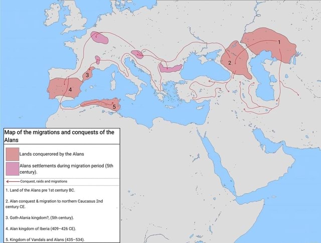 Map of the migrations and conquests of the IAlans conquerored by the ...