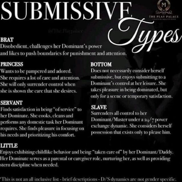 SUBMISSIVE. BRAT Disobedient, challeng: THE PLAY PALACE her Dominant's ...