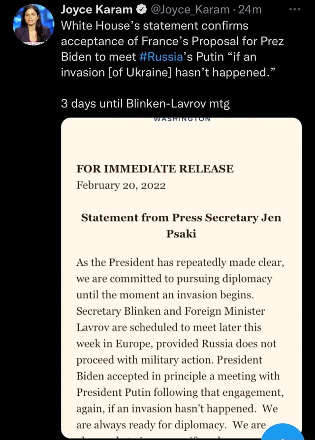 Joyce Karam @ @Joyce Karam White House's statement confirms acceptance ...