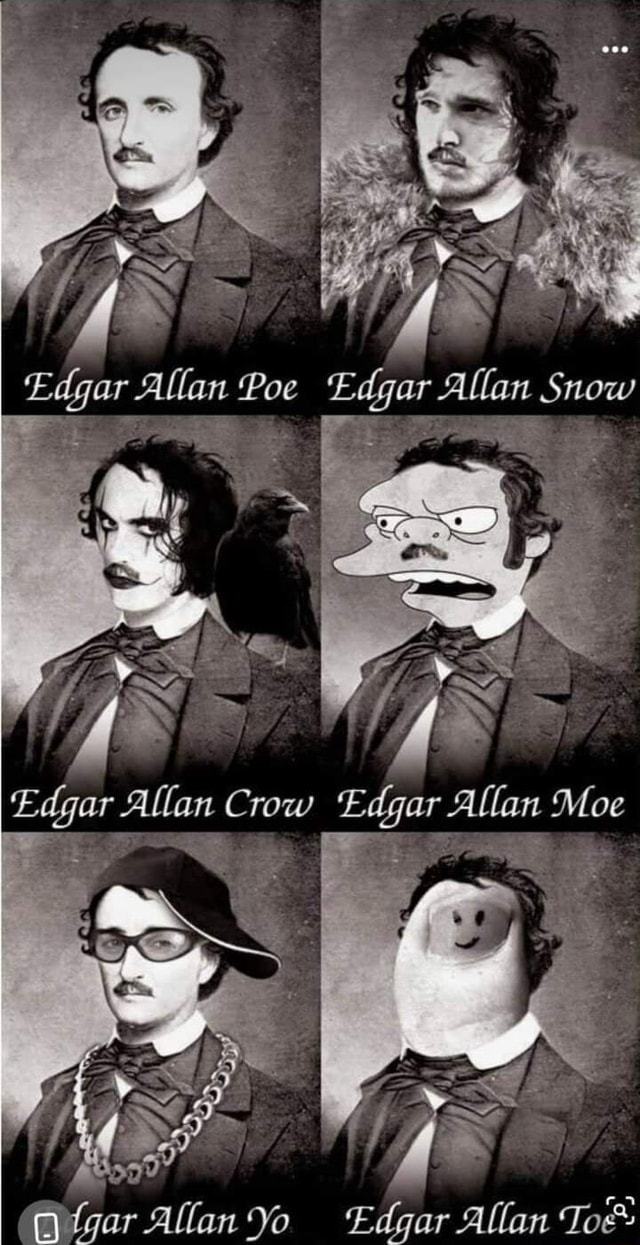 Edgar Allan Poe Edgar Allan Snow I Edgar Aflan Crow Edgar Allan Moe ...