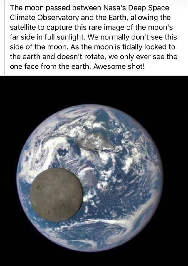 The moon passed between Nasa's Deep Space Climate Observatory and the ...